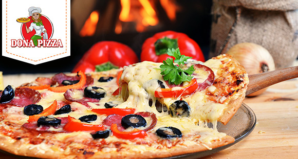 Dona Pizza, 01 Pizza G (8 fatias) sem borda na Dona Pizza!, Oferta de ...